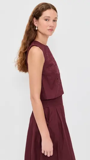 DRESS TO Cotton Blouse With Foliage Embroidery