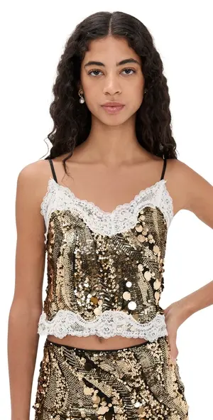 BAILEY ROSE Sequin Embellished Tank Top
