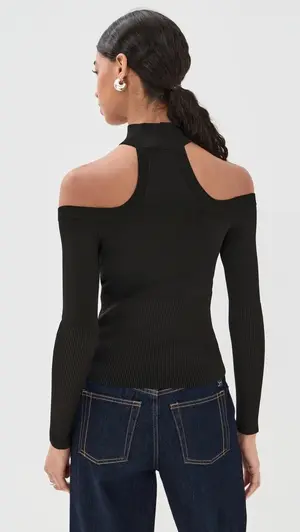 Simkhai Lila Cold Shoulder Top - Black