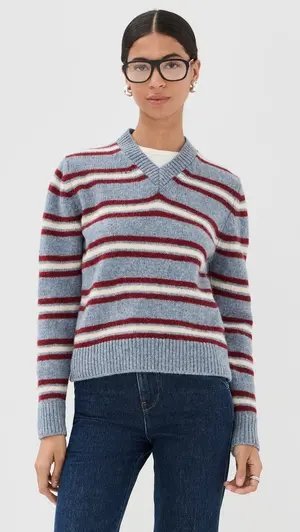 Daughter Shetland Stripe V-neck