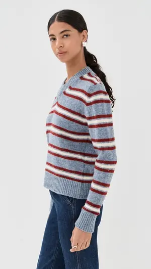 Daughter Shetland Stripe V-neck