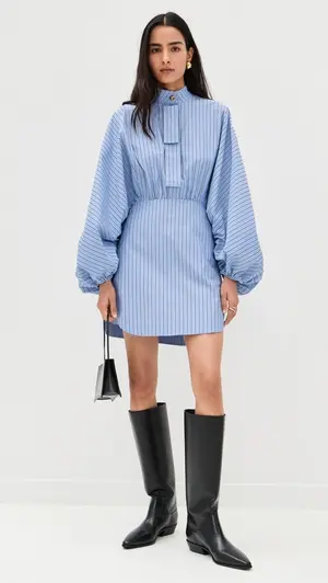 Zimmermann Drawstring Stripe Mini Dress
