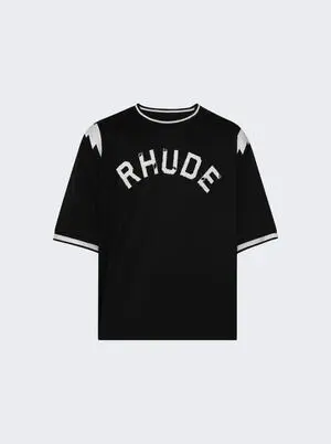 Rhude Logo Lightning Ringer Tee And White - Black