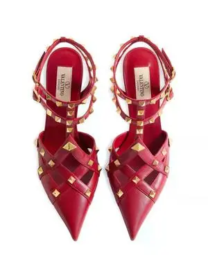 Valentino Garavani Studded Kidskin Pumps - Red
