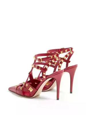 Valentino Garavani Studded Kidskin Pumps - Red