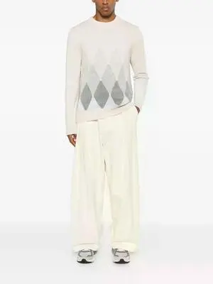 BALLANTYNE Argyle-knit Crew-neck Sweater - Neutrals