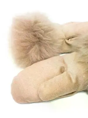 LISKA Textured-trim Mittens - Neutrals
