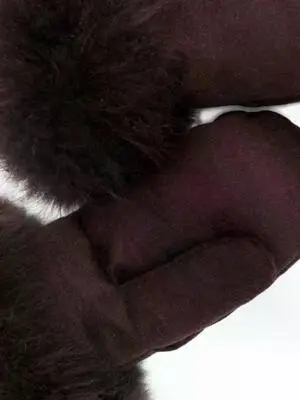 LISKA Textured-trim Fingerless Gloves - Brown