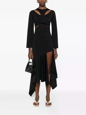 RHIZOME Evelyn Cut-out Asymmetric Midi Dress