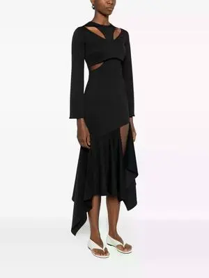 RHIZOME Evelyn Cut-out Asymmetric Midi Dress