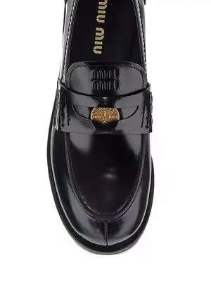 Miu Miu Leather Penny-strap Loafers - Black