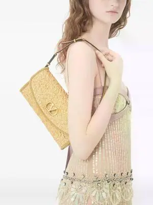 Valentino Garavani Small Devain Jacquard Shoulder Bag - Gold