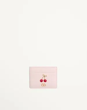 Valentino Garavani Cherryfic Grainy Calfskin Cardholder - Rose Quartz