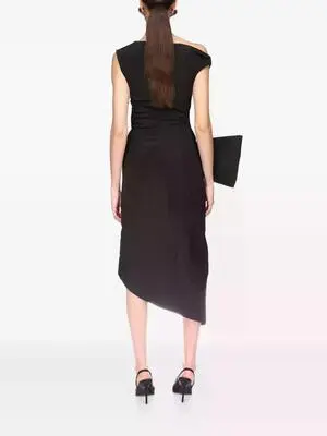David Koma Bow-accented Ruched Asymmetric Dress