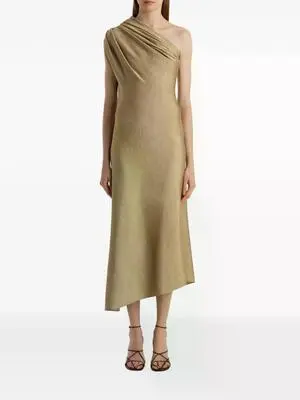 Khaite Coast Draped Midi Dress - Gold