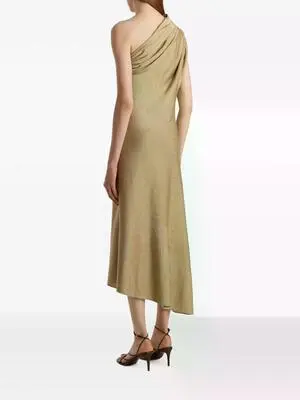 Khaite Coast Draped Midi Dress - Gold