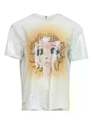 PUSHBUTTON Sequin-embellished T-shirt - White