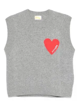From Future Heart-motif Sleeveless Vest - Grey