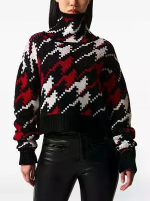 Perfect Moment Houndstooth Roll-neck Sweater