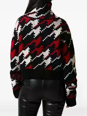 Perfect Moment Houndstooth Roll-neck Sweater