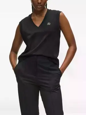 Karl Lagerfeld V-neck Logo Tank Top - Black