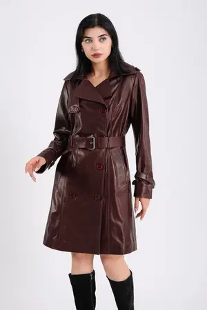 Women's Brown Leather Trench Coats