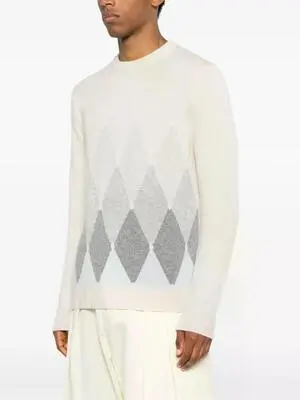 BALLANTYNE Argyle-knit Crew-neck Sweater - Neutrals