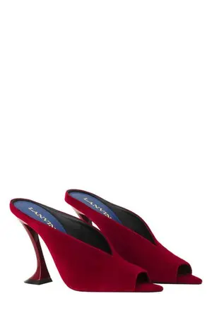LANVIN Midnight Step Velvet Mules - Red