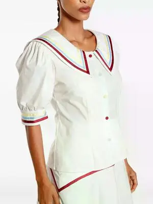 Isolda Marítima Striped-collar Buttoned Blouse