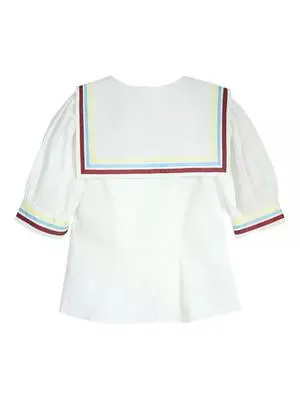 Isolda Marítima Striped-collar Buttoned Blouse