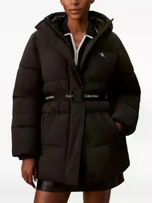Calvin Klein Hooded Belted Coat
