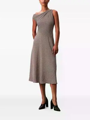 Calvin Klein One-shoulder Patterned Midi Dress