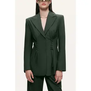 NOCTURNE Lace-up Waist Tailored Blazer