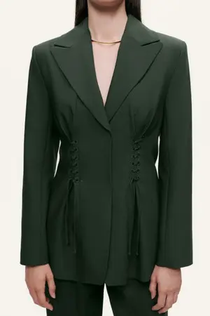 NOCTURNE Lace-up Waist Tailored Blazer