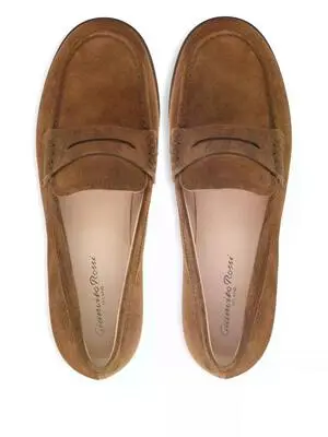 GIANVITO ROSSI 20mm Georgie Penny-strap Suede Loafers - Brown