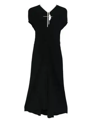 Victoria Beckham Edith V-neck Midi Dress - Black