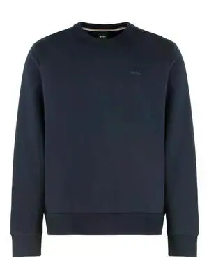 BOSS Logo-embroidered Cotton Sweatshirt - Blue