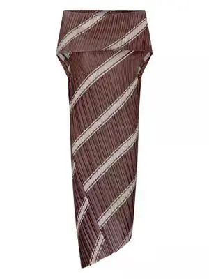 Giorgio Armani Striped Pleated Midi Dress - Brown
