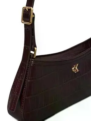 Calvin Klein Croc-embossed Buckle Shoulder Bag