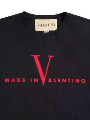 Valentino Garavani Cotton T-shirt With Made In Print - Black