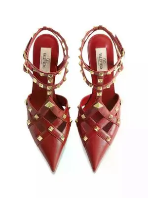 Valentino Garavani Studded Kidskin Pumps - Red