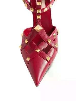 Valentino Garavani Studded Kidskin Pumps - Red