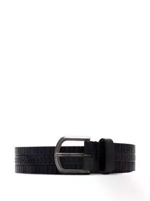 Giorgio Armani Debossed Leather Belt - Black
