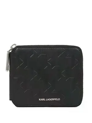 Karl Lagerfeld Monogram-pattern Zipped Wallet - Black