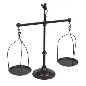 STORIED HOME Black Decorative Antique Iron Balance Scale With Bird - Brown