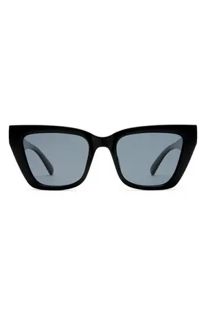 Le Specs Le Coeur 53mm Polarized Cat Eye Sunglasses - Black/smoke Mono Polarized