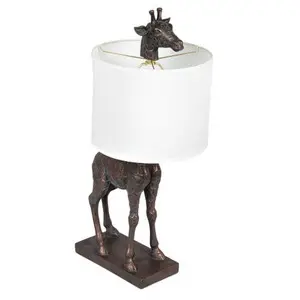 STORIED HOME Giraffe Table Lamp With Linen Shade