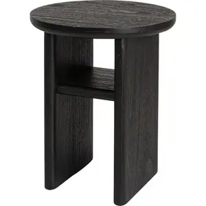 STORIED HOME Sturdy Firwood Side Table - Black