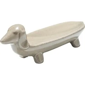 STORIED HOME Ceramic Dog Dish - Grey