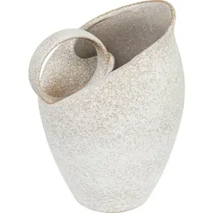 STORIED HOME 9 Inches 82-ounce Textured Stoneware Pitcher - White